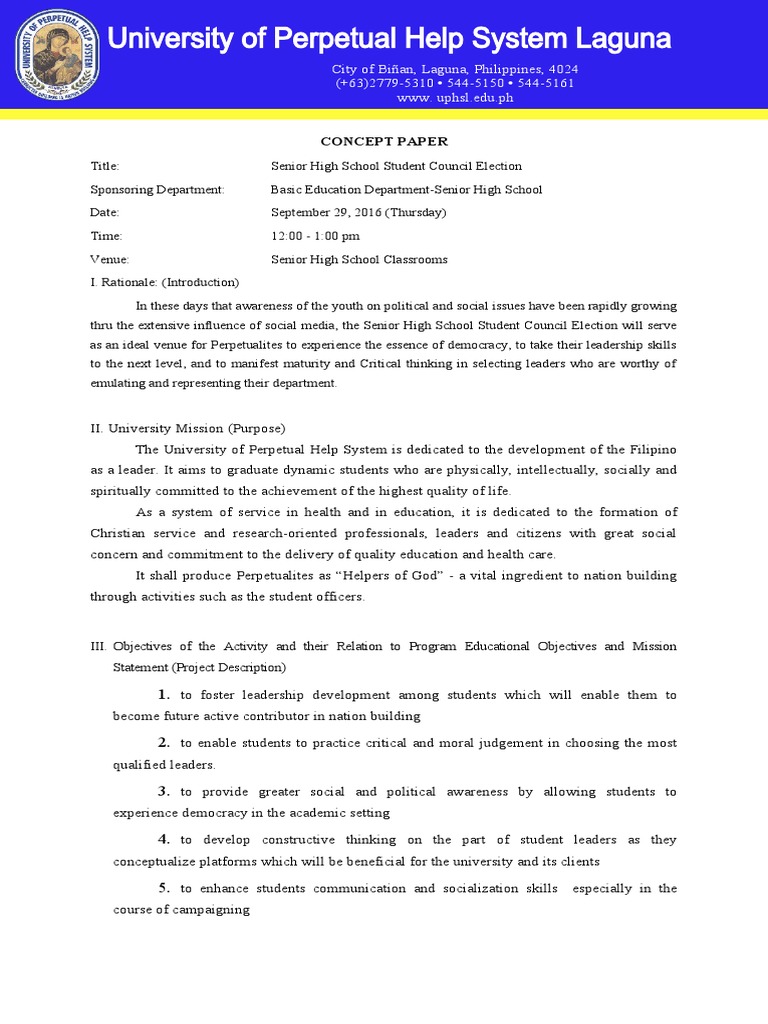 Concept Paper SSC Election | PDF | Leadership | Socialization