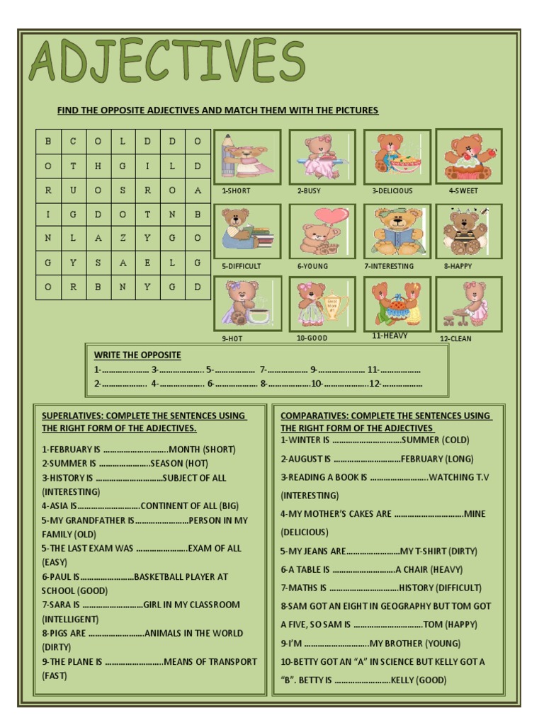 Adjectives-Fun-Activities-Games (Exercises) | PDF