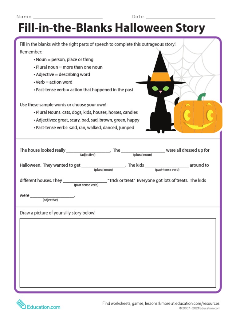 Fill-in-the-Blanks Halloween Story: (Adjective) (Plural Noun) | PDF