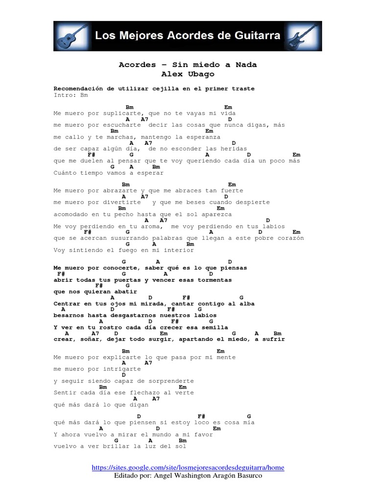 Acordes - Sin Miedo A Nada - Alex Ubago | PDF