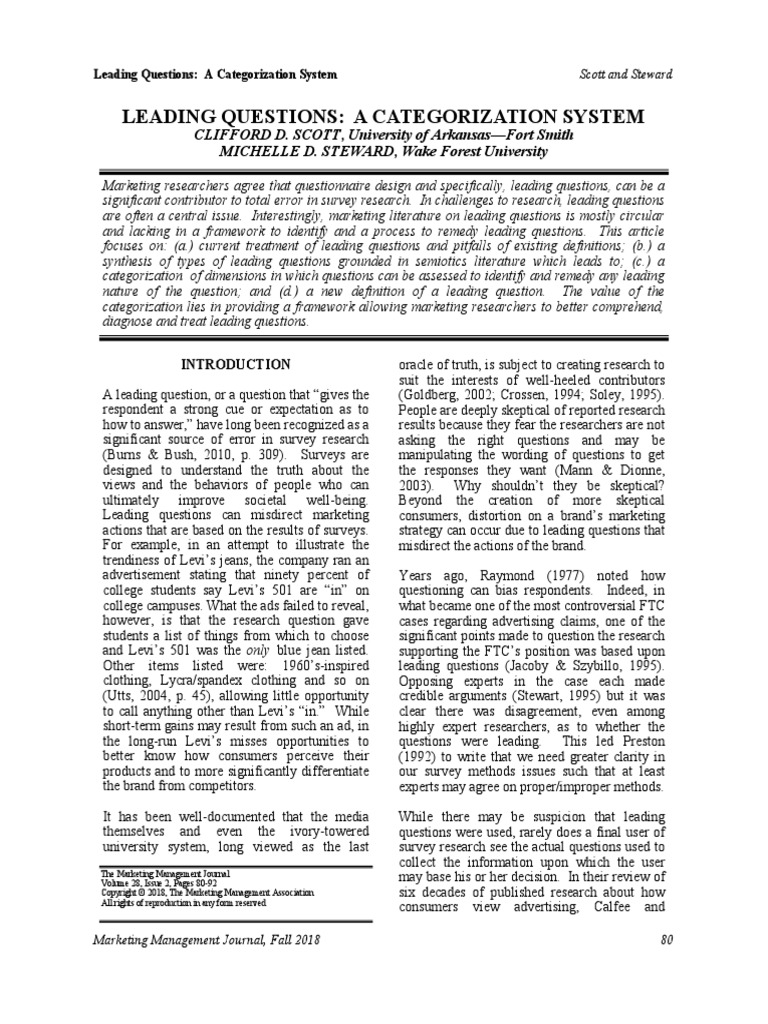 Leading Questions in Survey Research | PDF | Question | Semiotics