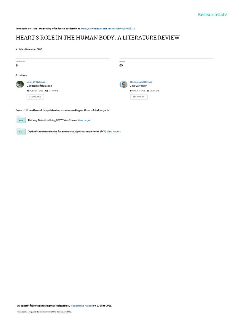 Role of The Heart in Human Body | PDF | Autonomic Nervous System | Brain