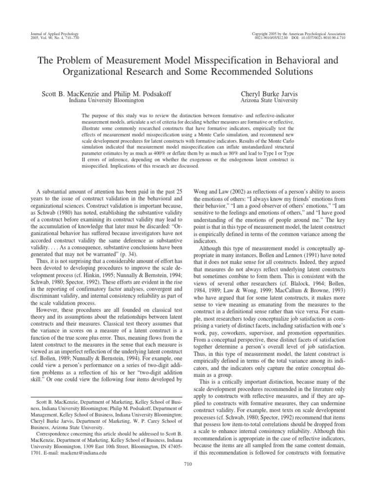 Formative-Reflective Indicators (McKenzie Et Al) | PDF | Validity ...