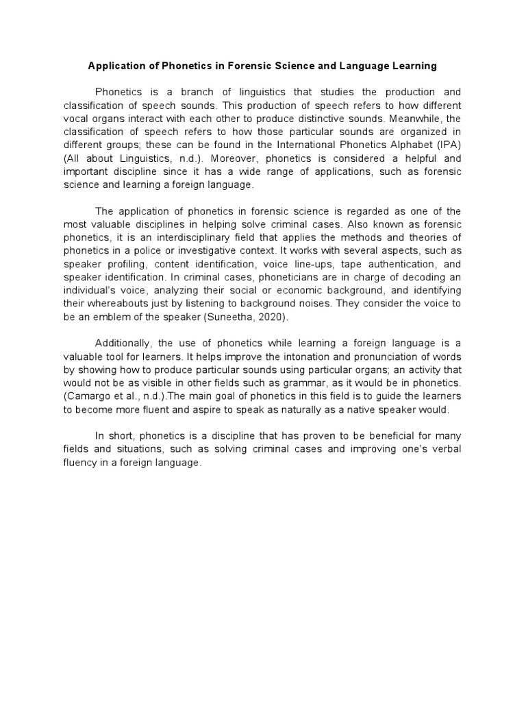 Phonetics in Language Learning and Forensic Science | PDF | Phonetics | Linguistics