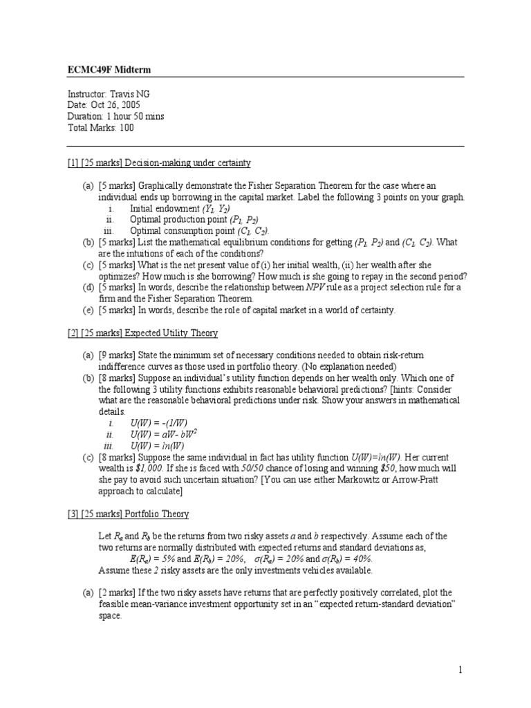 ECMC49F Midterm Solution 2 | PDF | Modern Portfolio Theory | Capital Asset Pricing Model