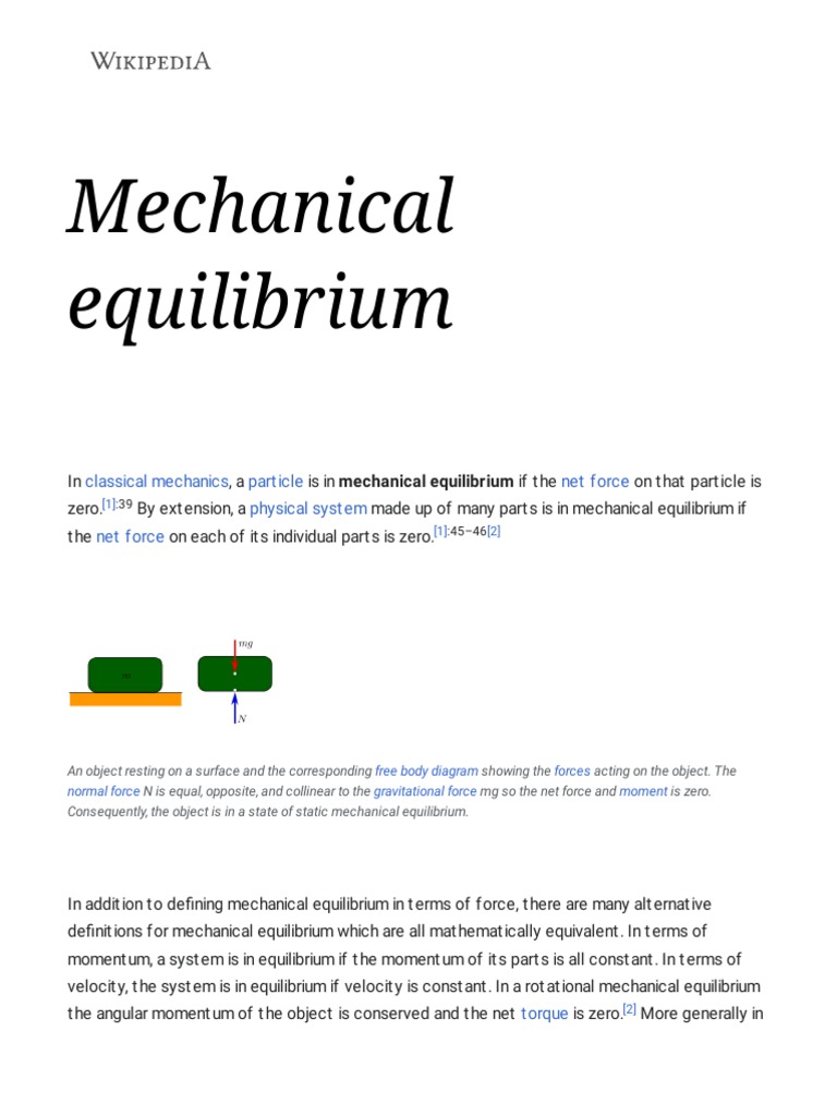 Mechanical Equilibrium Explained | PDF | Physics | Mechanical Engineering