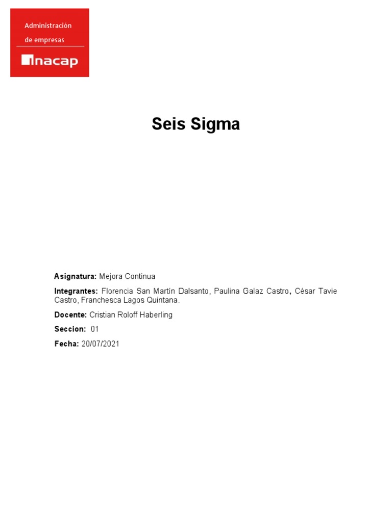 Seis Sigma Informe Terminado | Descargar gratis PDF | Six Sigma ...