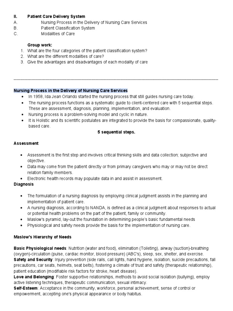 Module I Group Work | PDF | Nursing | Health Care