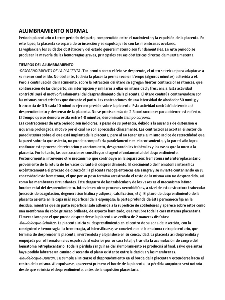 ALUMBRAMIENTO NORMAL - Schwarcz | PDF | Parto | Placenta