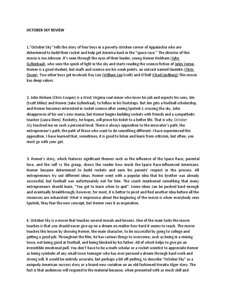 October Sky Review | PDF