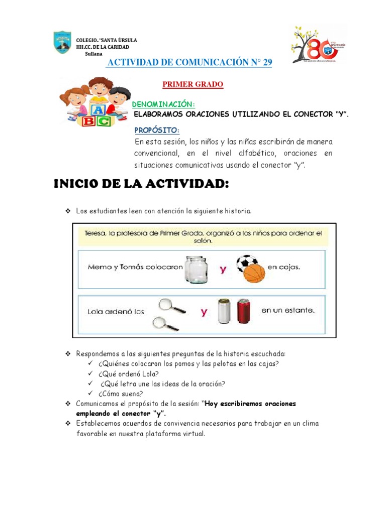 Conectando ideas con "y": Enseñanza del uso del conector "y | PDF
