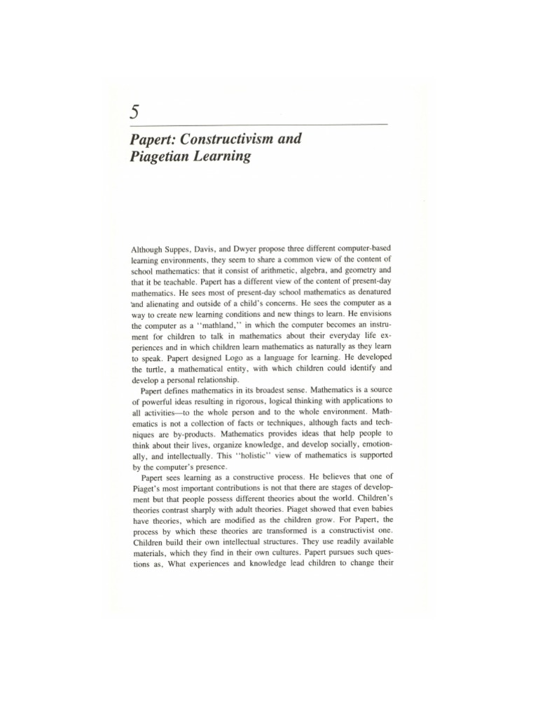 Papert's Constructivist Math Vision | PDF | Constructivism (Philosophy ...