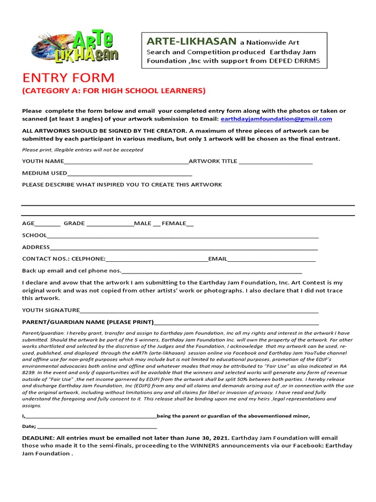 Arte Likhasan Entry Form For Learners 1 | PDF | World Wide Web ...
