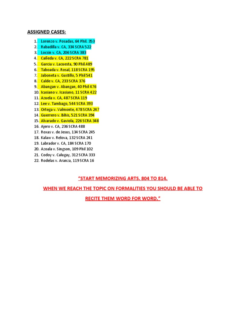 Assigned Cases | PDF