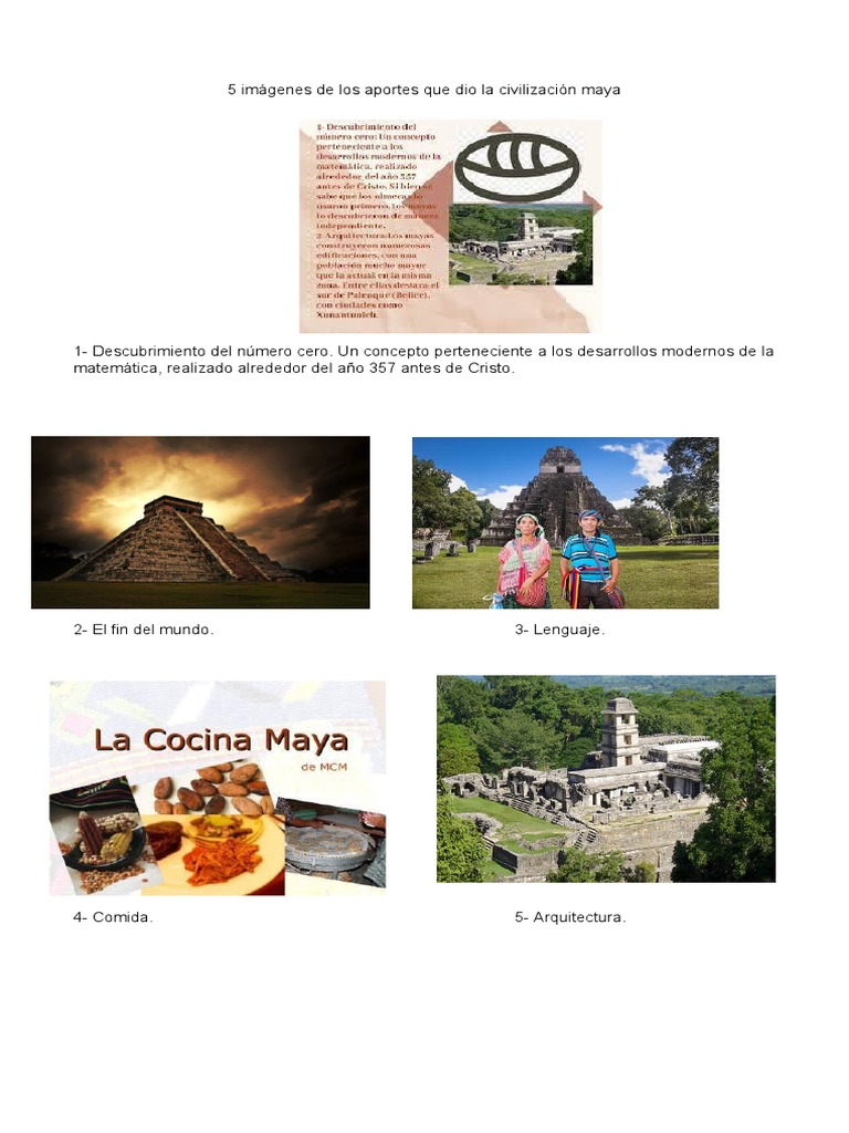 5 Imágenes de Los Aportes Que Dio La Civilización Maya | PDF
