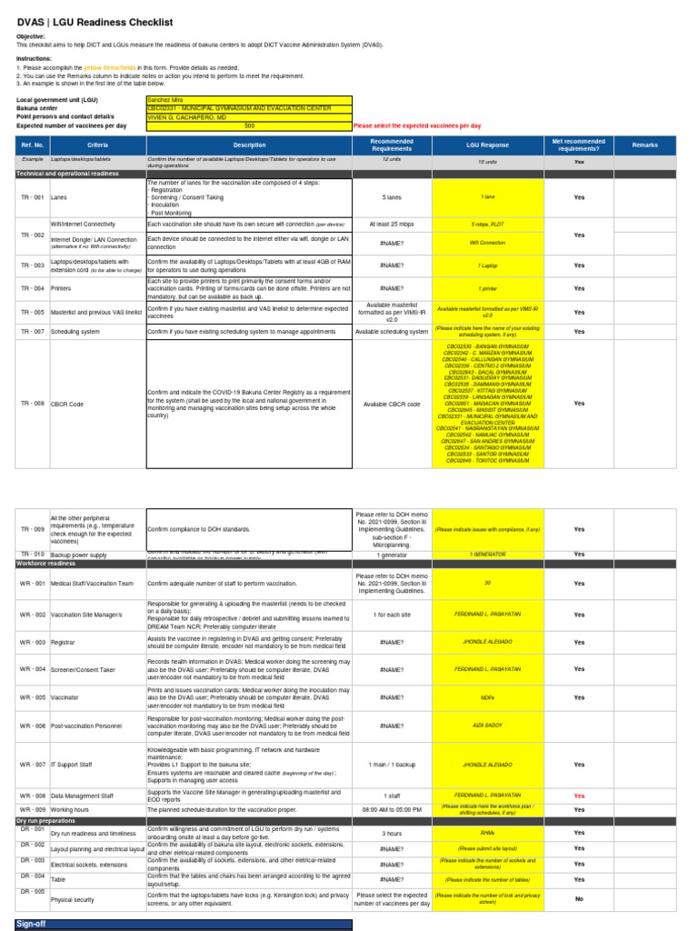 DVAS LGU Readiness Checklist | Download Free PDF | Wi Fi | Laptop