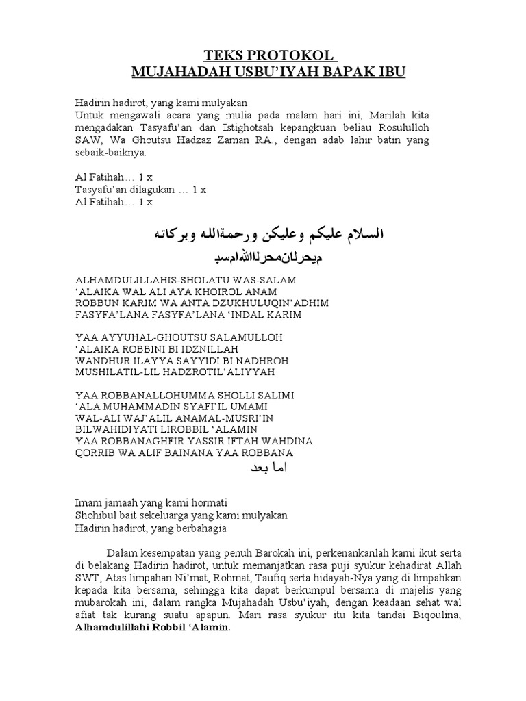 Teks Protokol Usbuiyah | PDF