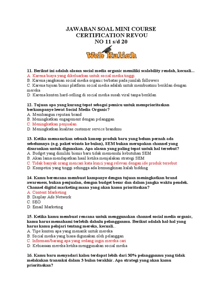 Jawaban Soal Mini Course | PDF