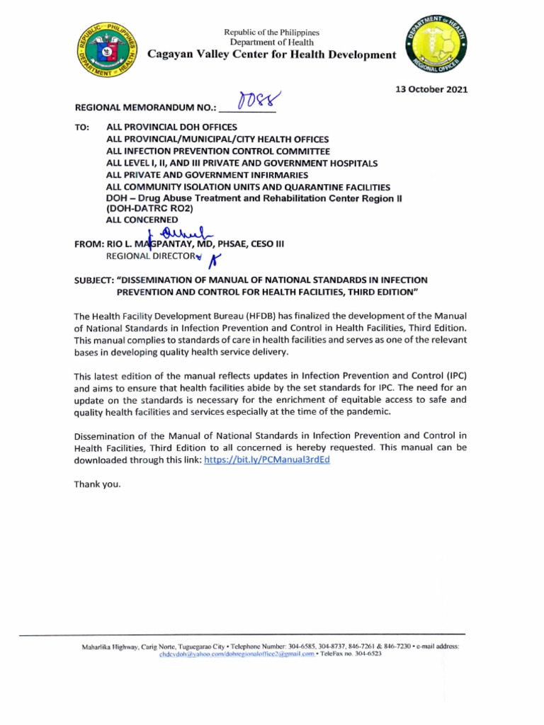 Memo - 2021-0088 Dissemination of Manual of National Standards in ...