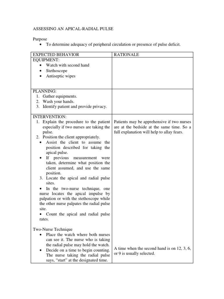 Assessing an Apical-radial Pulse | Pulse | Clinical Medicine
