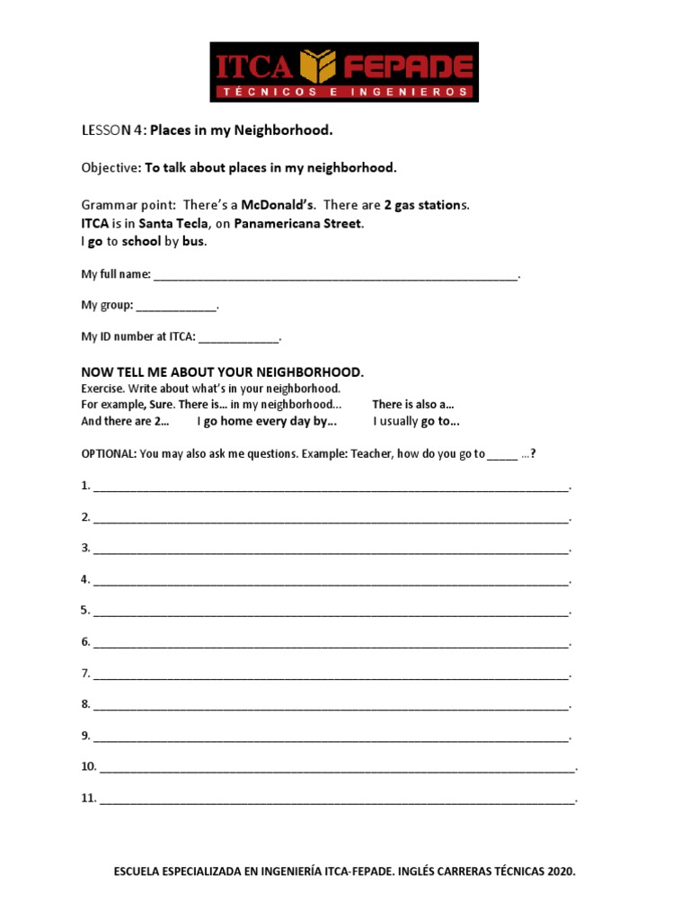 Homework Lesson 4 Basic I English | PDF