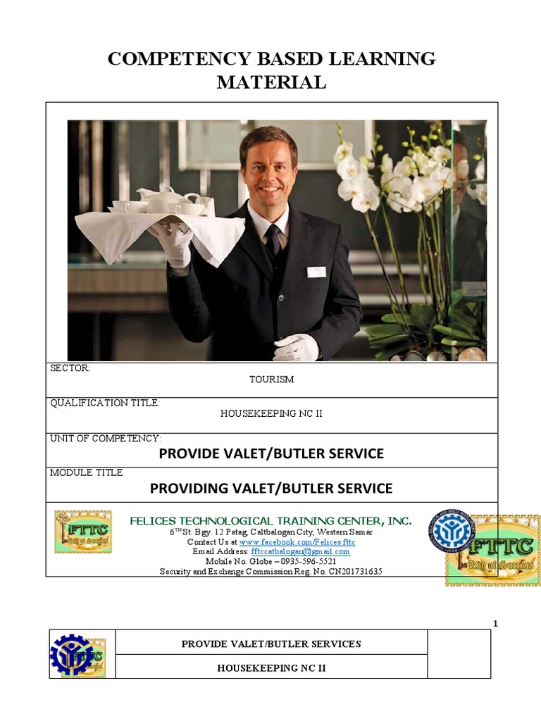 Competency Based Learning Material: Provide Valet/Butler Service ...