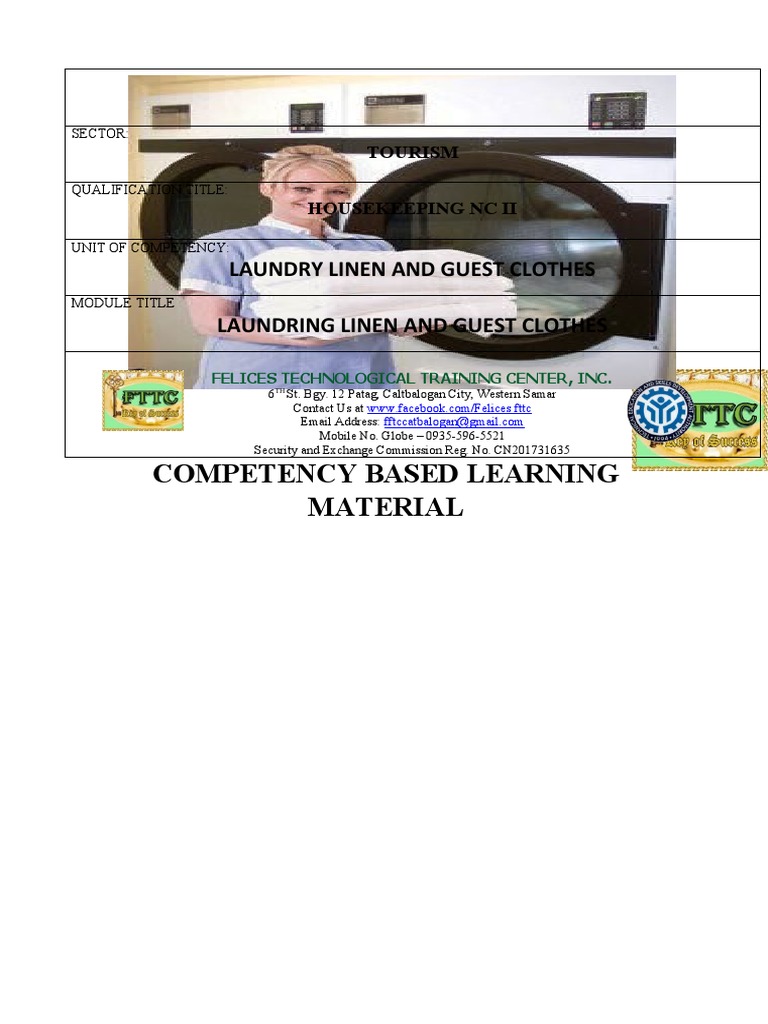 Competency Based Learning Material: Laundry Linen and Guest Clothes ...