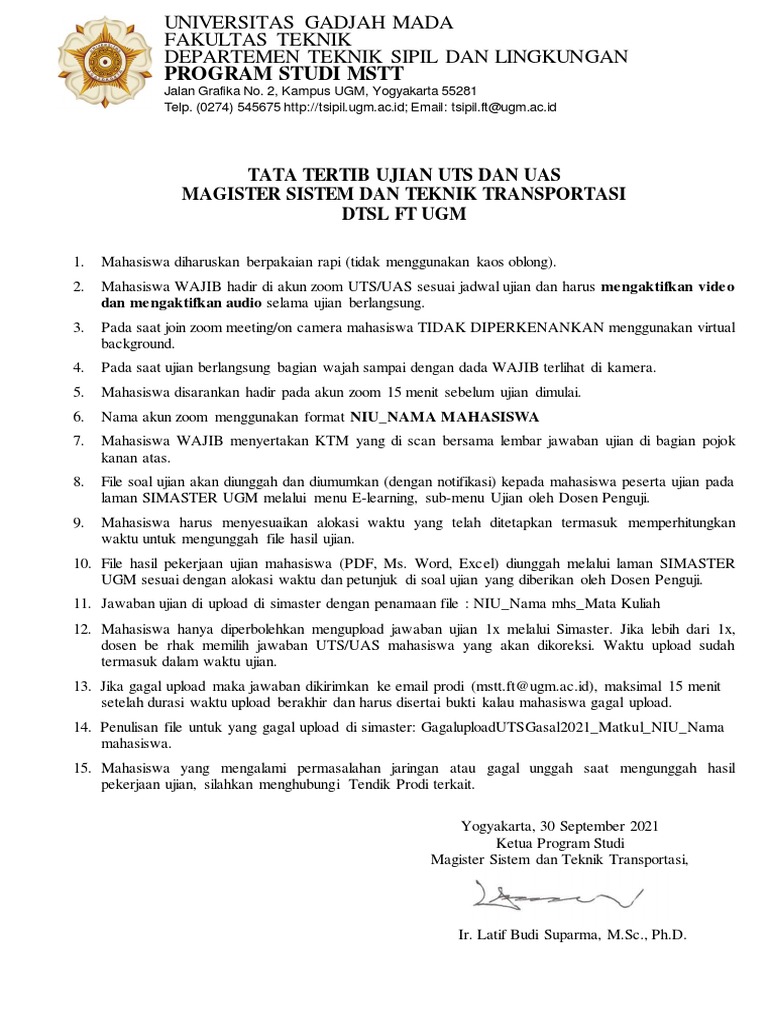 Tata Tertib UTS MSTT Sem - Gasal TA.2021 | PDF | Sains & Matematika