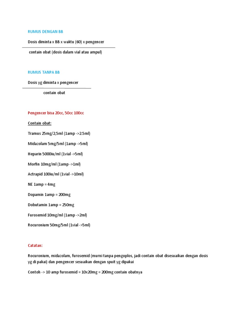 RUMUS Obat Emergency | PDF