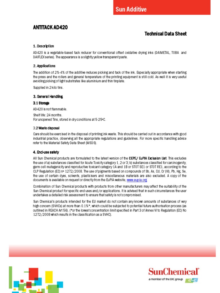 EU TDS ANTITACK AD420 v2 | PDF | Chemistry