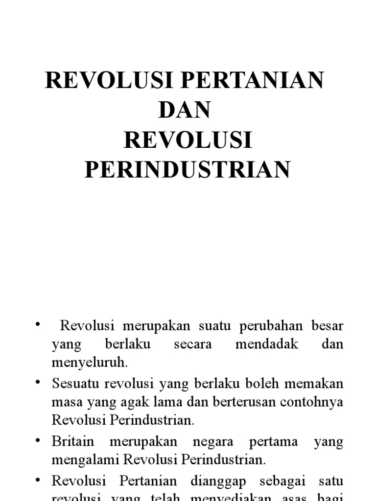 Revolusi Pertanian Dan Revolusi Perindustrian | PDF
