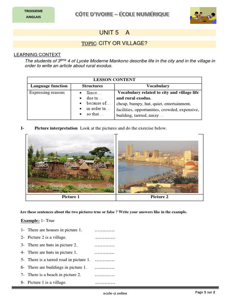City vs Village: Rural Exodus Lesson | PDF | Cognitive Science | Learning