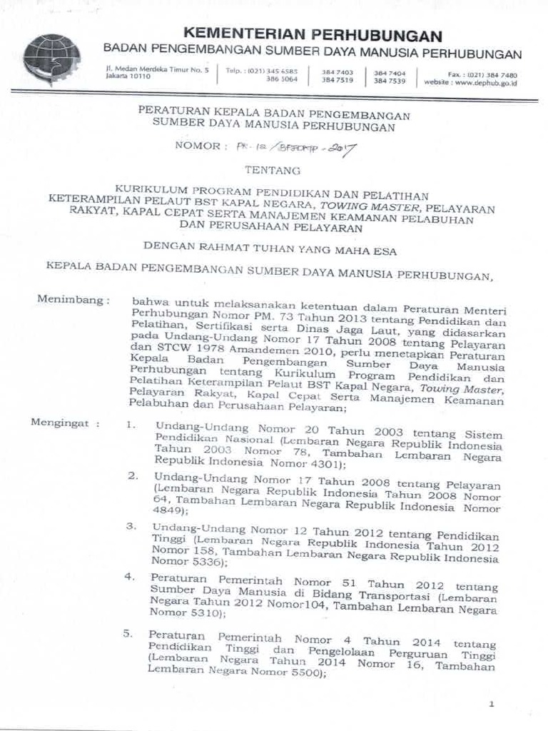 PK 12 BPSDMP 2017 - Kurikulum Program Diklat BST Kapal Negara | PDF