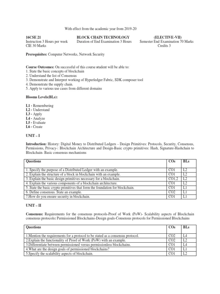 Blockchain Unit Wise Question Bank | PDF | Cryptocurrency | Computing