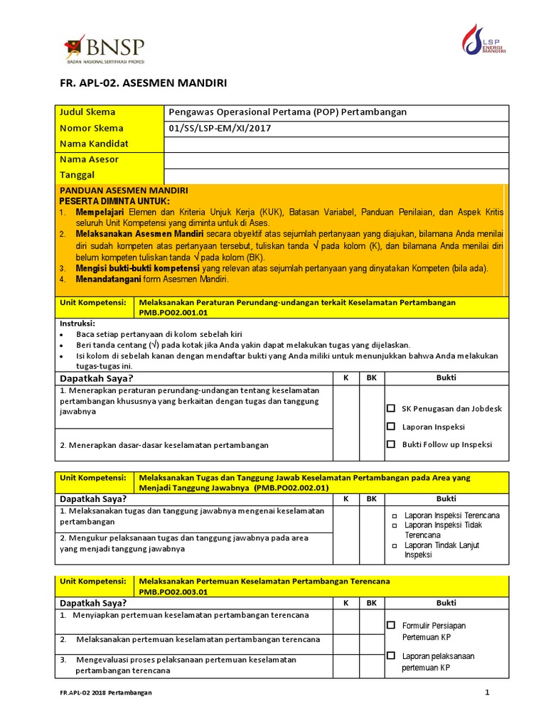 FR-APL-02 - POP Pertambangan | PDF
