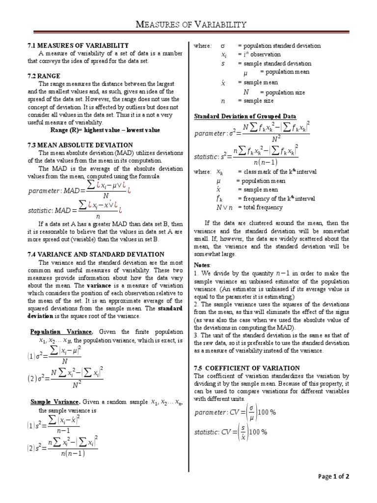 7.Measures-of-Variability | PDF | Variance | Standard Deviation