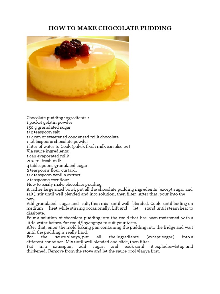 How To Make Chocolate Pudding | PDF