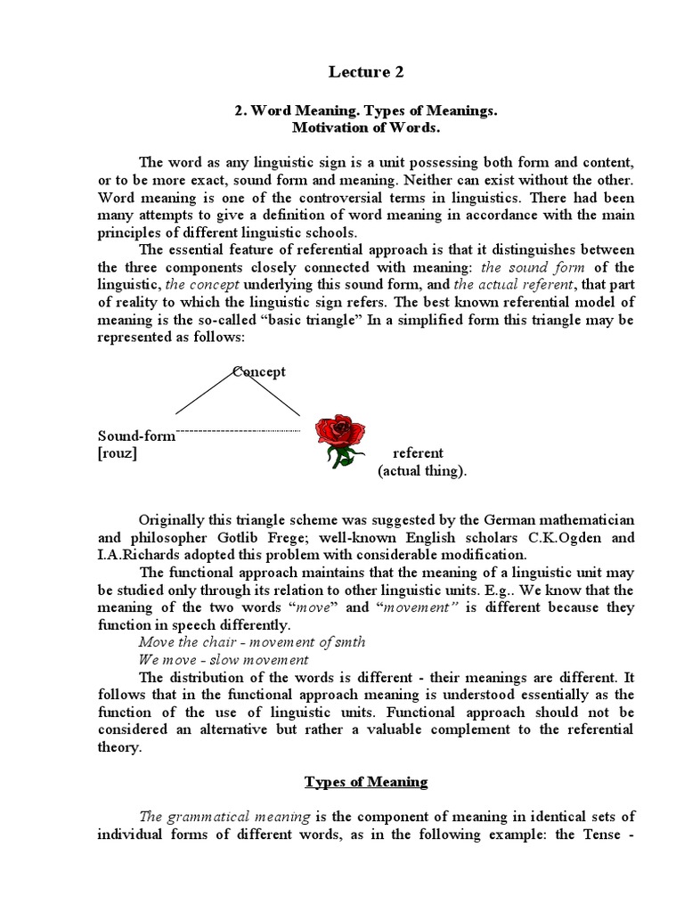 Lecture 2 Word-Meaning. Types of Meanings. Motivation of Words. | PDF ...