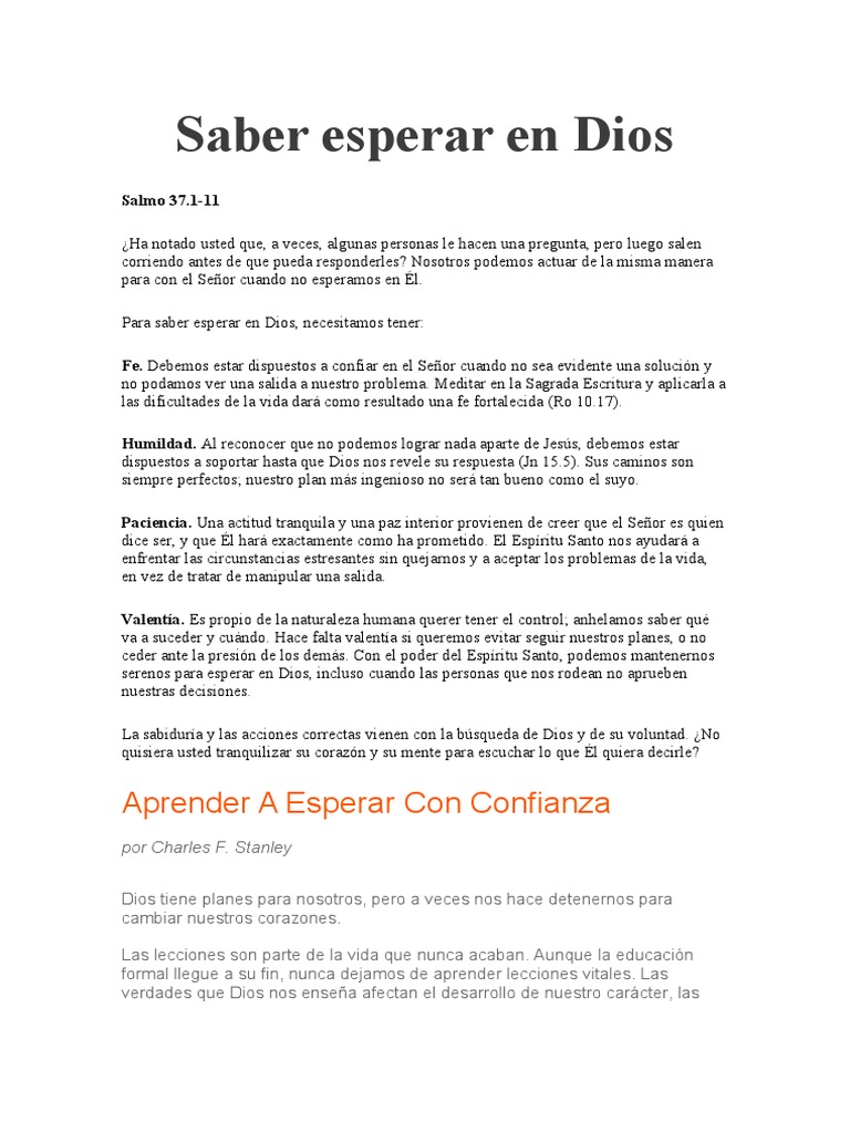 Saber esperar en Dios con fe y paciencia | PDF | Fe | Dios