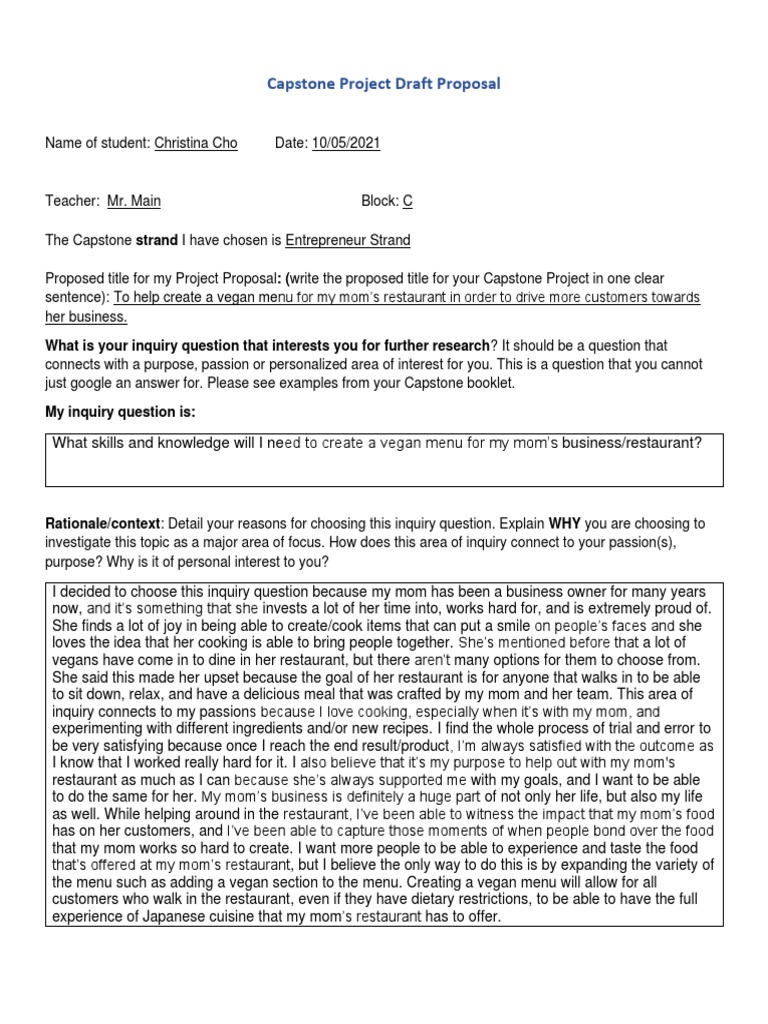 CLC 12 - Capstone Project Draft Proposal | PDF | Menu | Foods