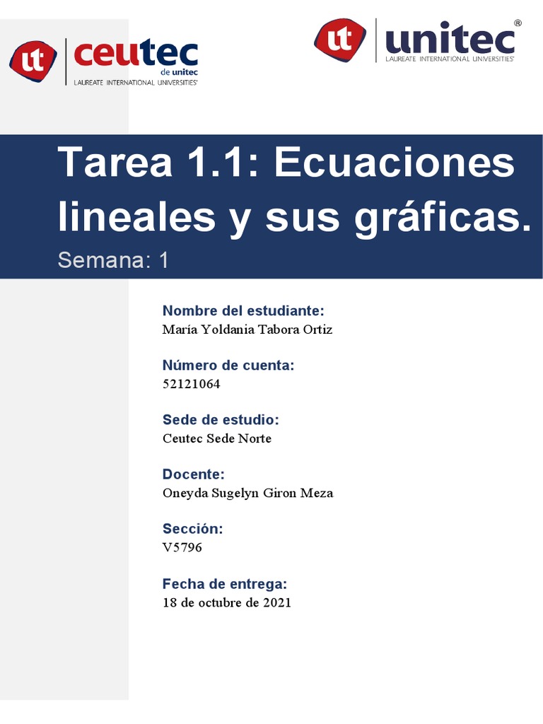 Ejercicios para Tarea 1.1 Ecuaciones Lineales y Sus Gráficas. 1.1 | PDF | Matemáticas ...