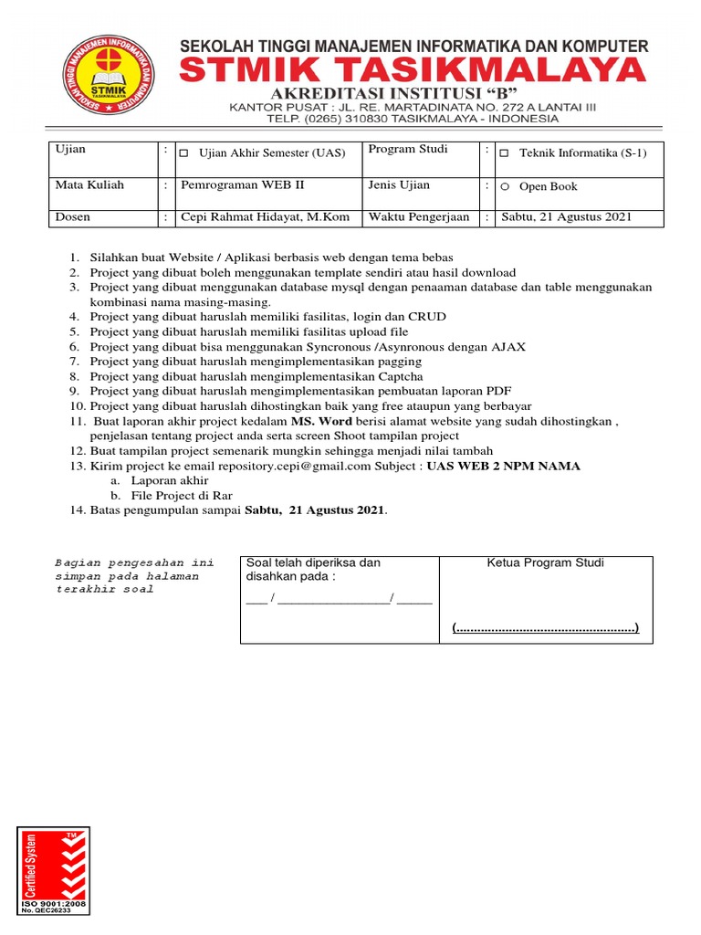 Soal Uas Web 2 2021 | PDF