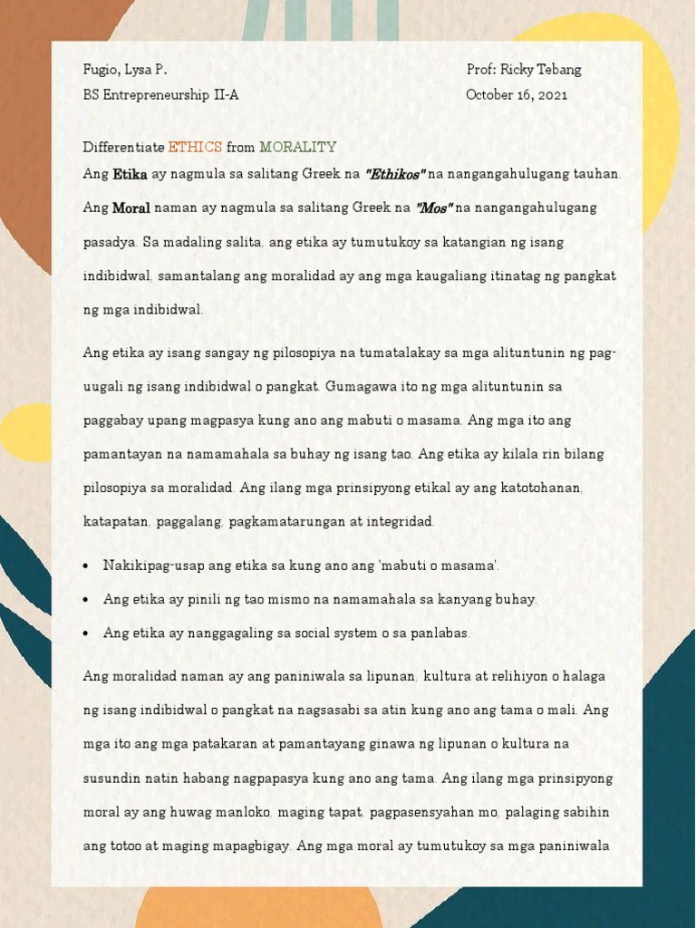 Difference Between Moral And Ethics Pdf