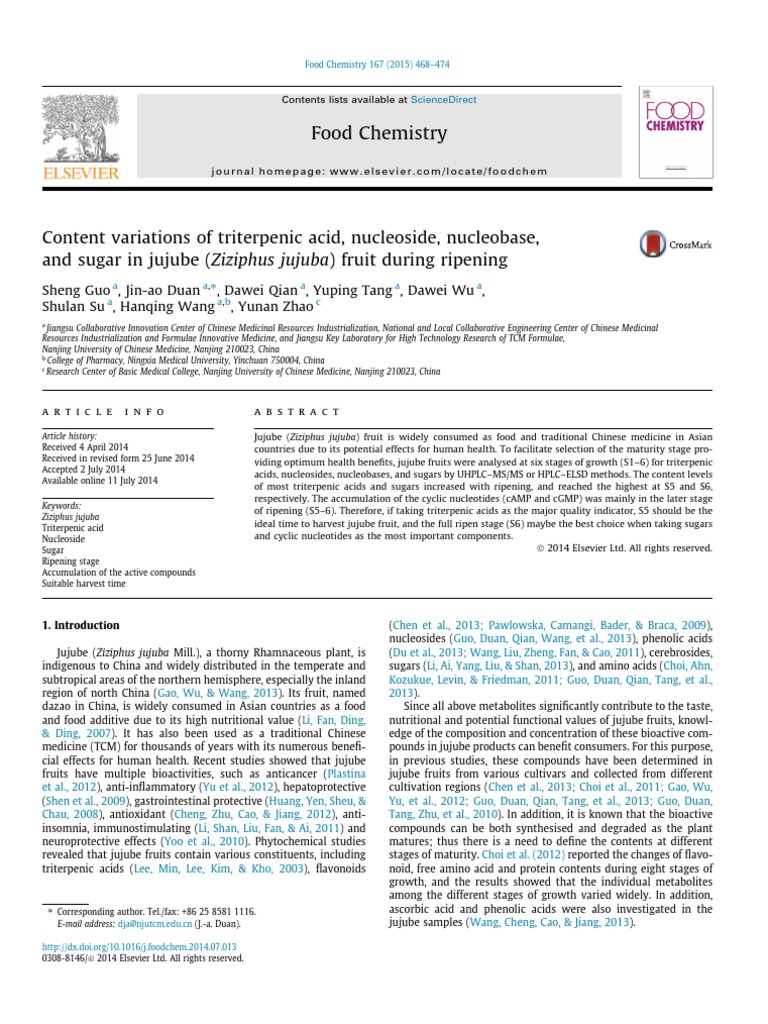 Food Chemistry: Sheng Guo, Jin-Ao Duan, Dawei Qian, Yuping Tang, Dawei ...