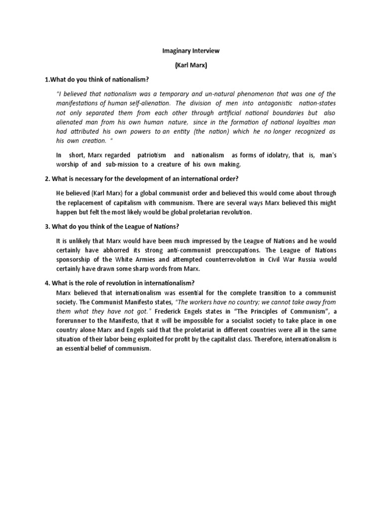 Imaginary Interview (Karl Marx) | PDF