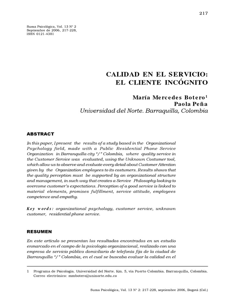 Cliente Incógnito | PDF | Cliente | Conceptos psicologicos