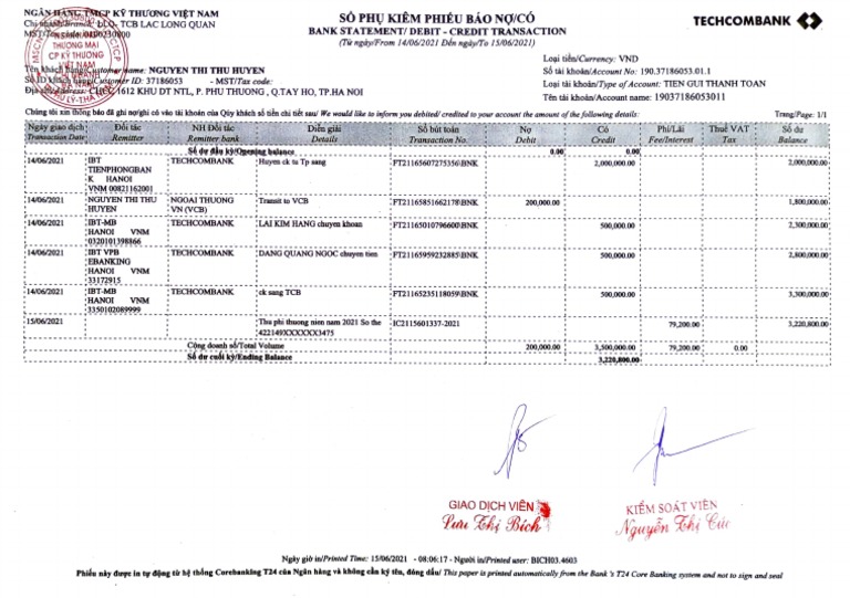 Techcombank Statement | PDF | Economies | Financial Services