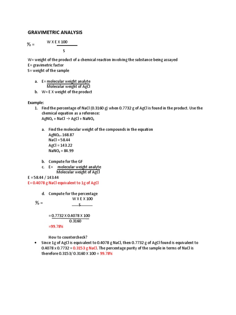 Gravimetric Analysis: Example | PDF