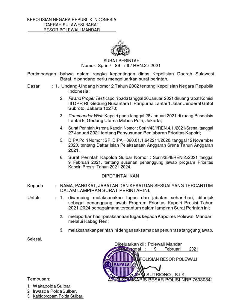 Sprin Program Prioritas Kapolri Res Polman Update | PDF