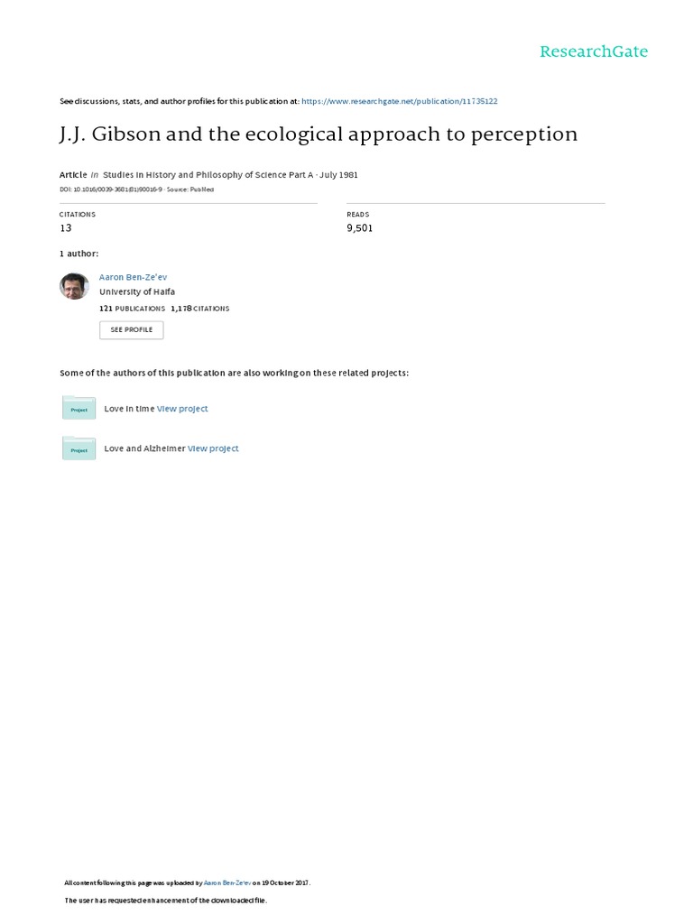 J.J. Gibson's Ecological Perception Theory | PDF | Perception | Senses